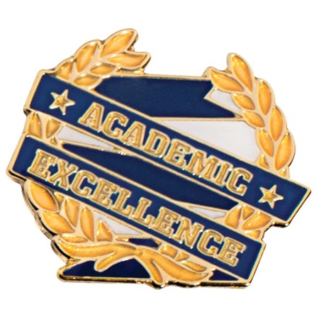 Academic Excellence Award Pin - Blue with Gold Wreath | Anderson's